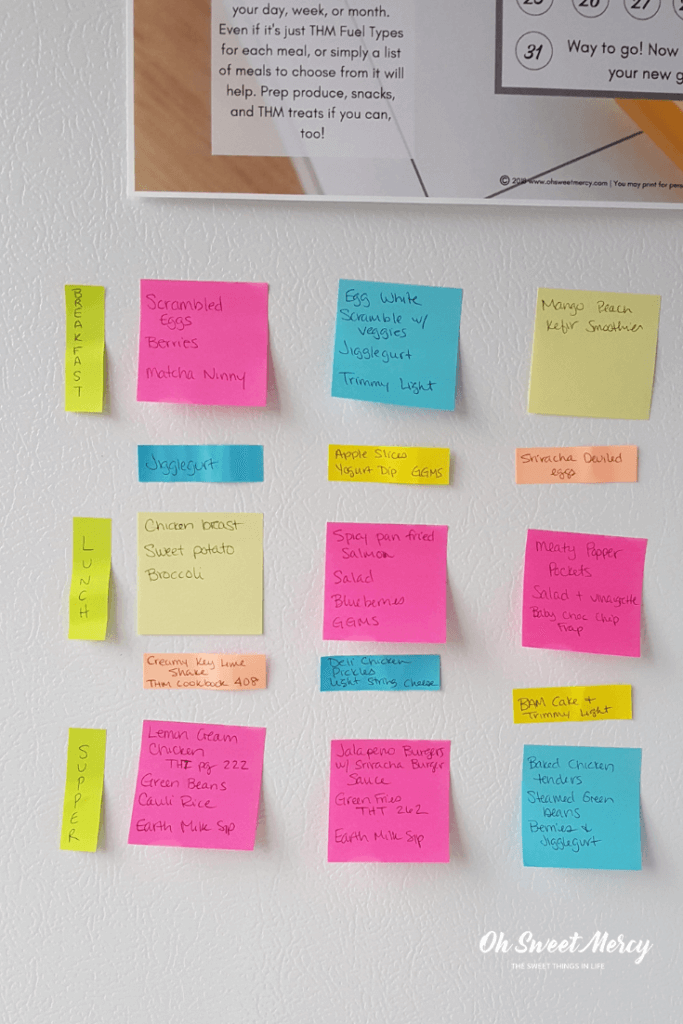Easy Menu Planning with Post It Notes - Oh Sweet Mercy