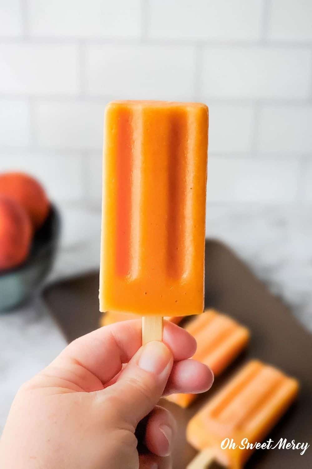 Fresh Peach Popsicles | Low Fat, THM E, Dairy Free - Oh Sweet Mercy
